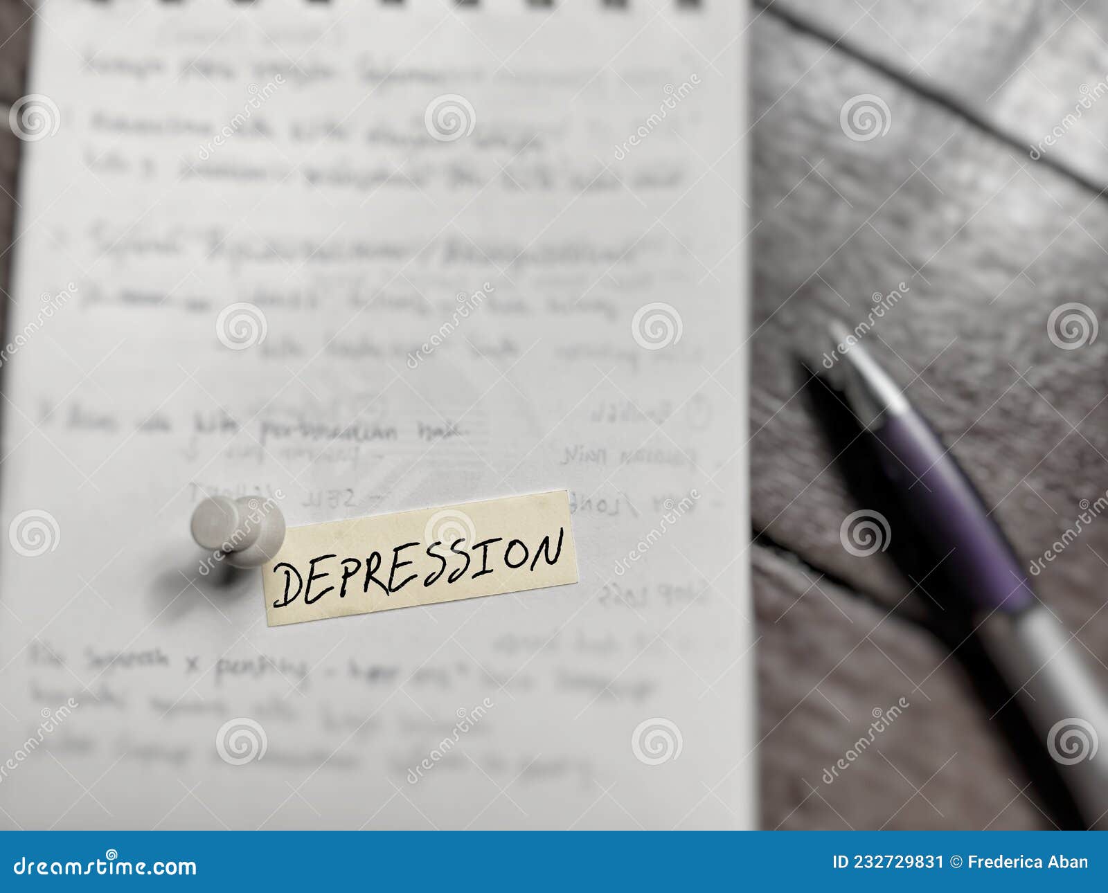 Depression Text Background. Written on Notepaper. Stock Photo Stock ...
