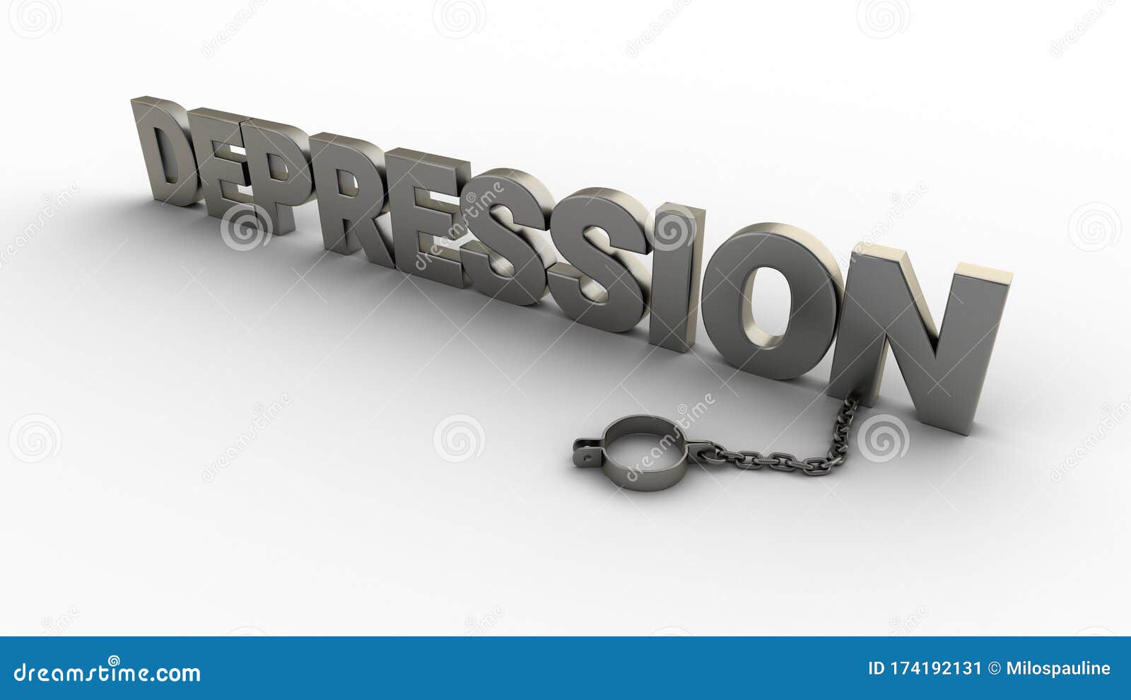 Depression Text with Chain and Shackles Isolated on a White Background ...