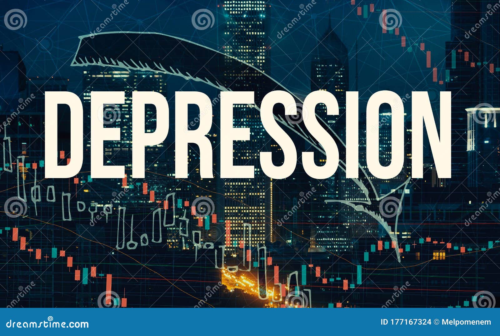 Depression Theme with Chicago Skyscrapers Stock Photo - Image of ...