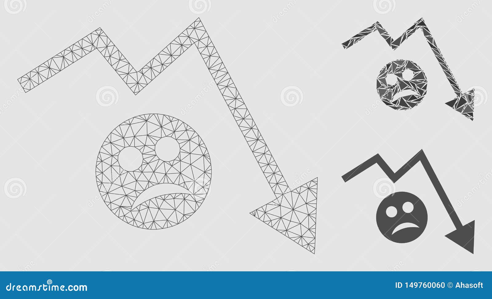 Depression Trend Arrow Vector Mesh Network Model and Triangle Mosaic ...