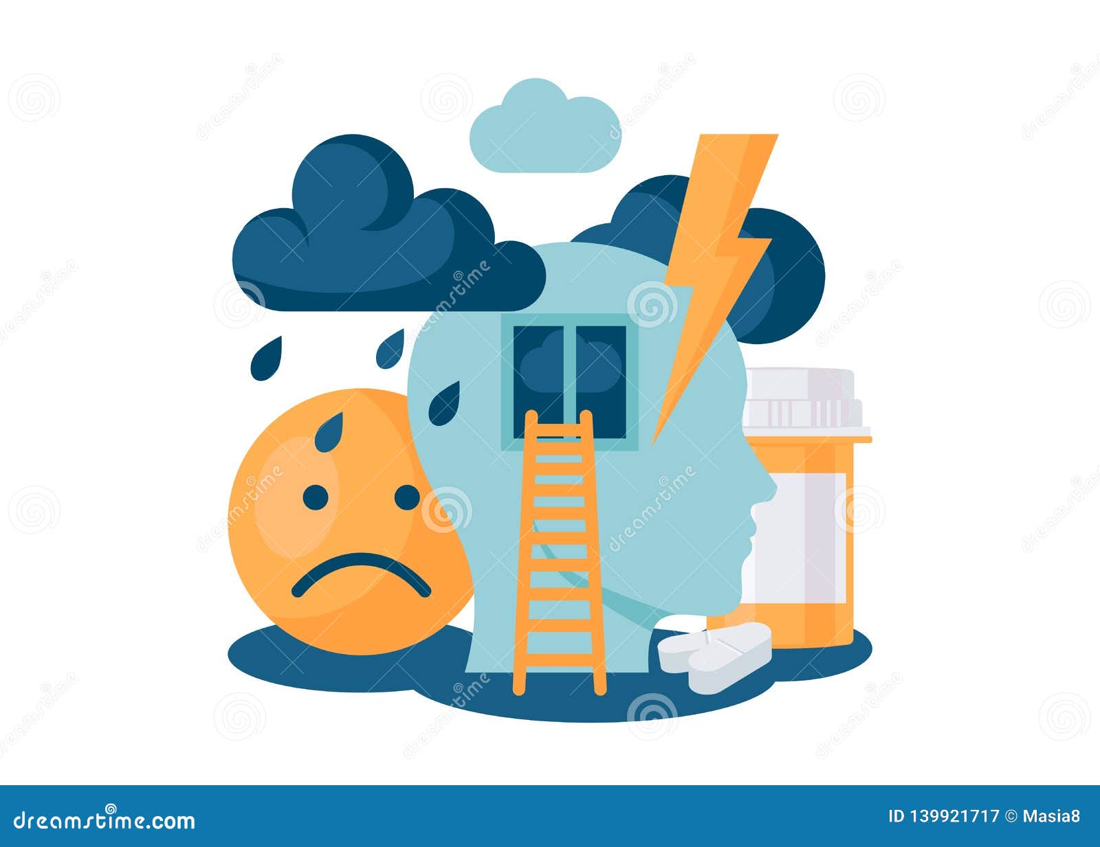 Depression Vector Concept in Simple Flat Style Stock Vector ...