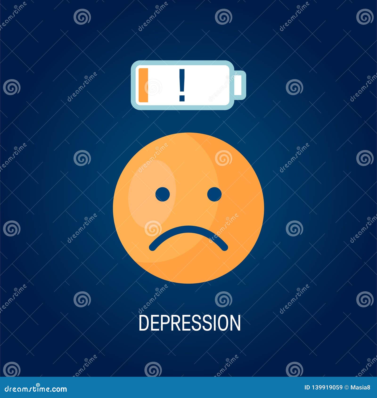 Depression Vector Concept in Simple Flat Style Stock Vector ...