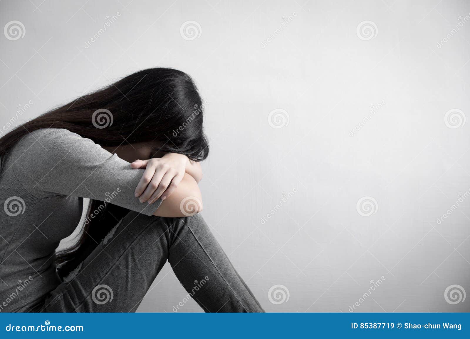 Depression Woman Sit on Floor Stock Image - Image of emotion, failure ...