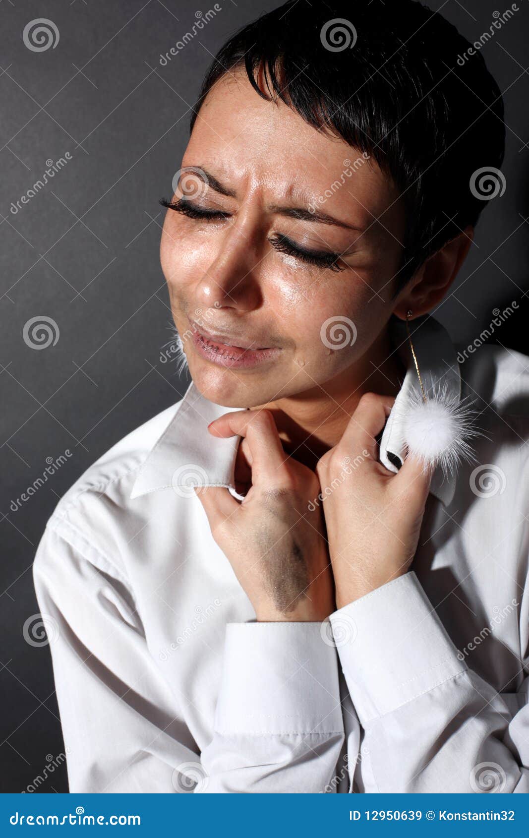 Depression Woman with Tears Stock Image - Image of head, illness: 12950639