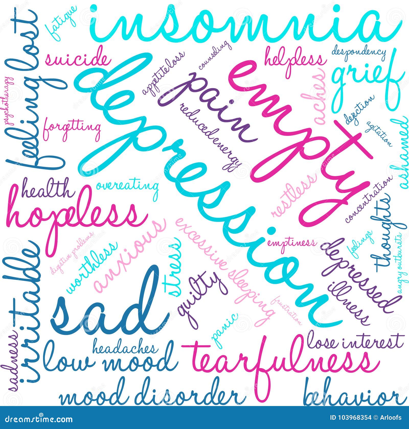 Depression Word Cloud stock vector. Illustration of headaches - 103968354