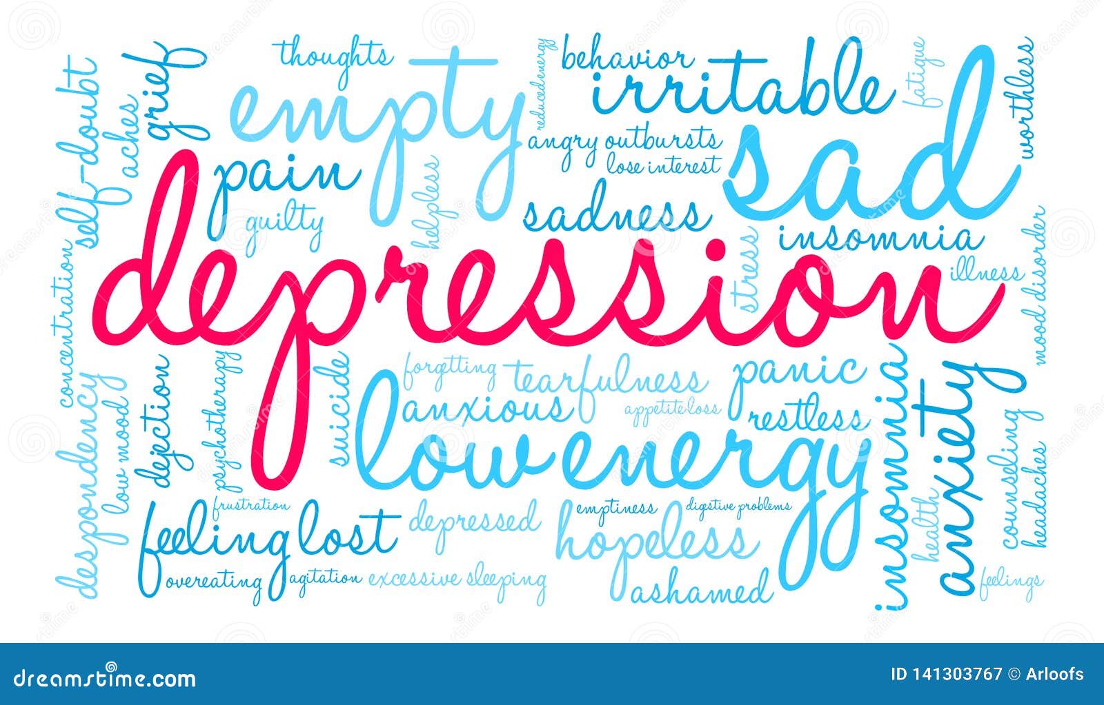 Depression Word Cloud stock vector. Illustration of behavior - 141303767