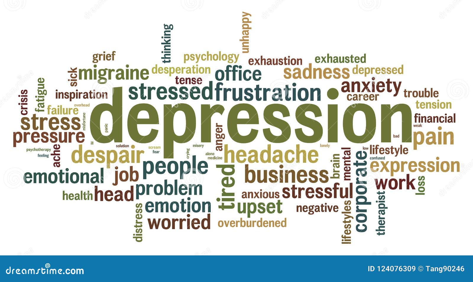 Depression word cloud stock illustration. Illustration of exhaustion ...