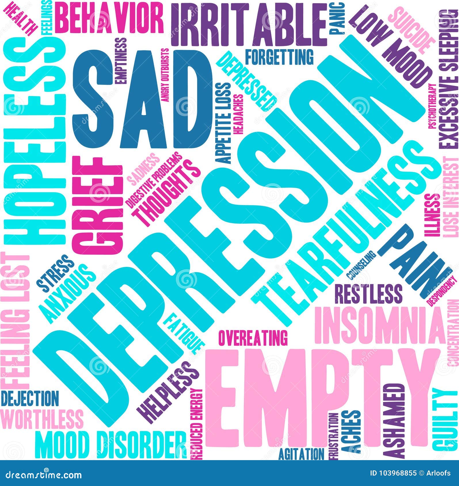 Depression Word Cloud stock vector. Illustration of guilty - 103968855