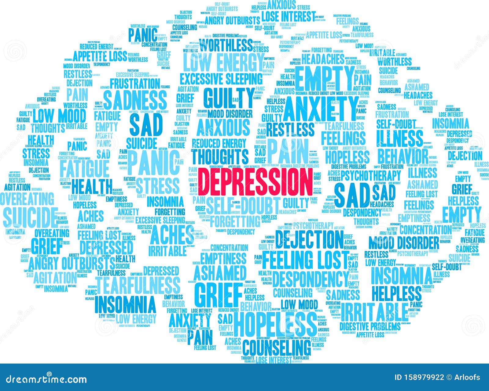 Depression Word Cloud stock vector. Illustration of anxious - 158979922
