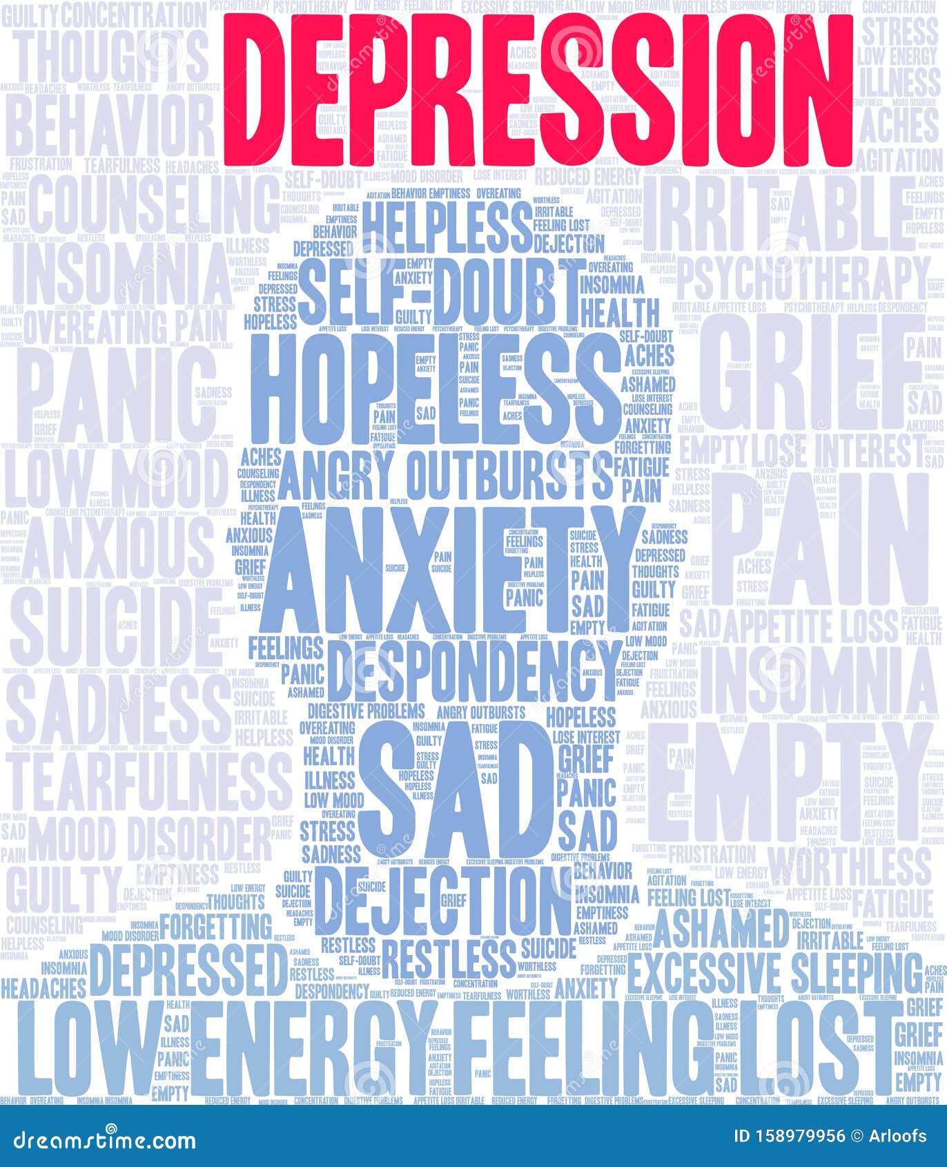 Depression Word Cloud stock vector. Illustration of concentration ...