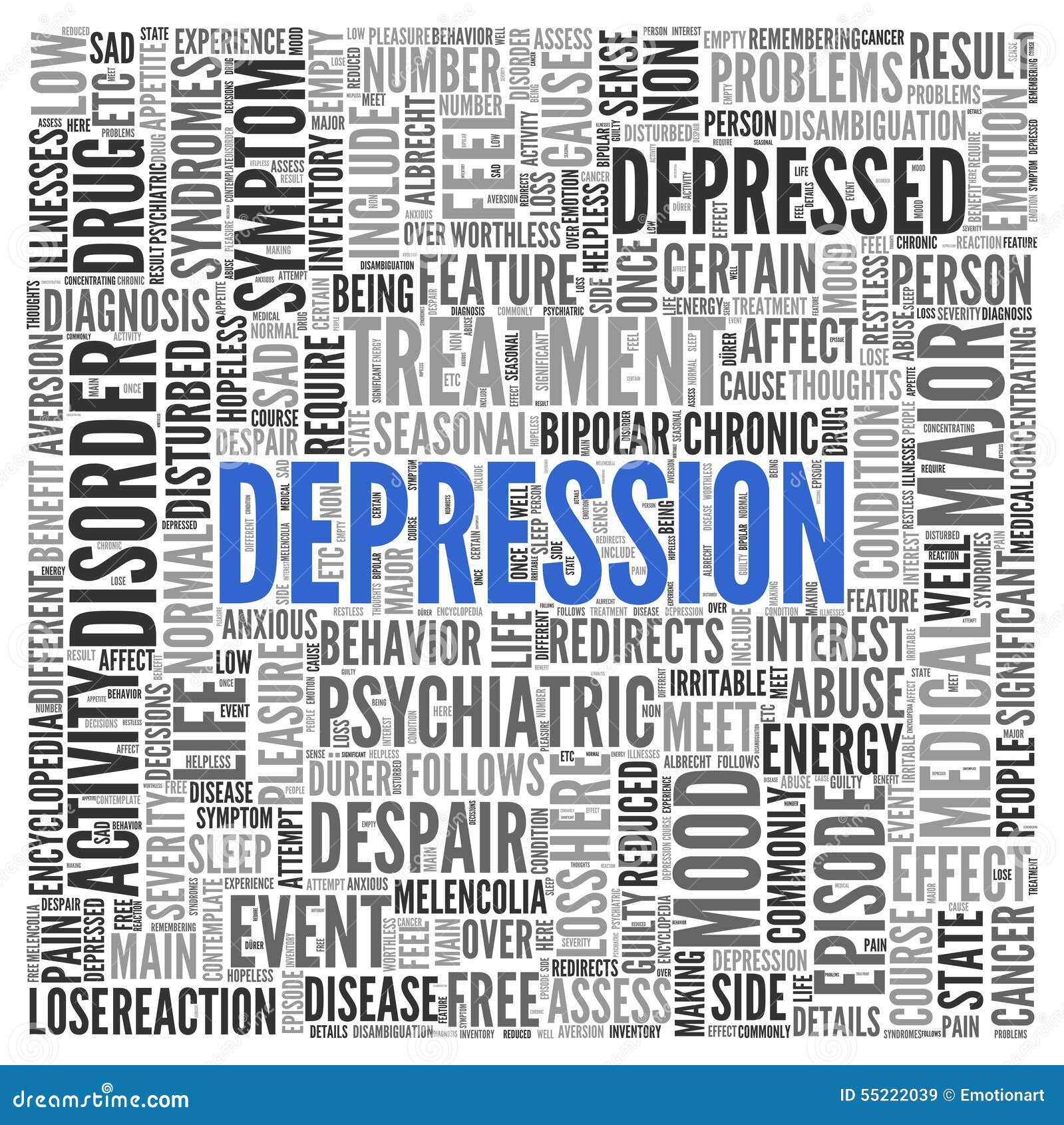 DEPRESSION Word Tag Cloud Design Stock Illustration - Illustration of ...