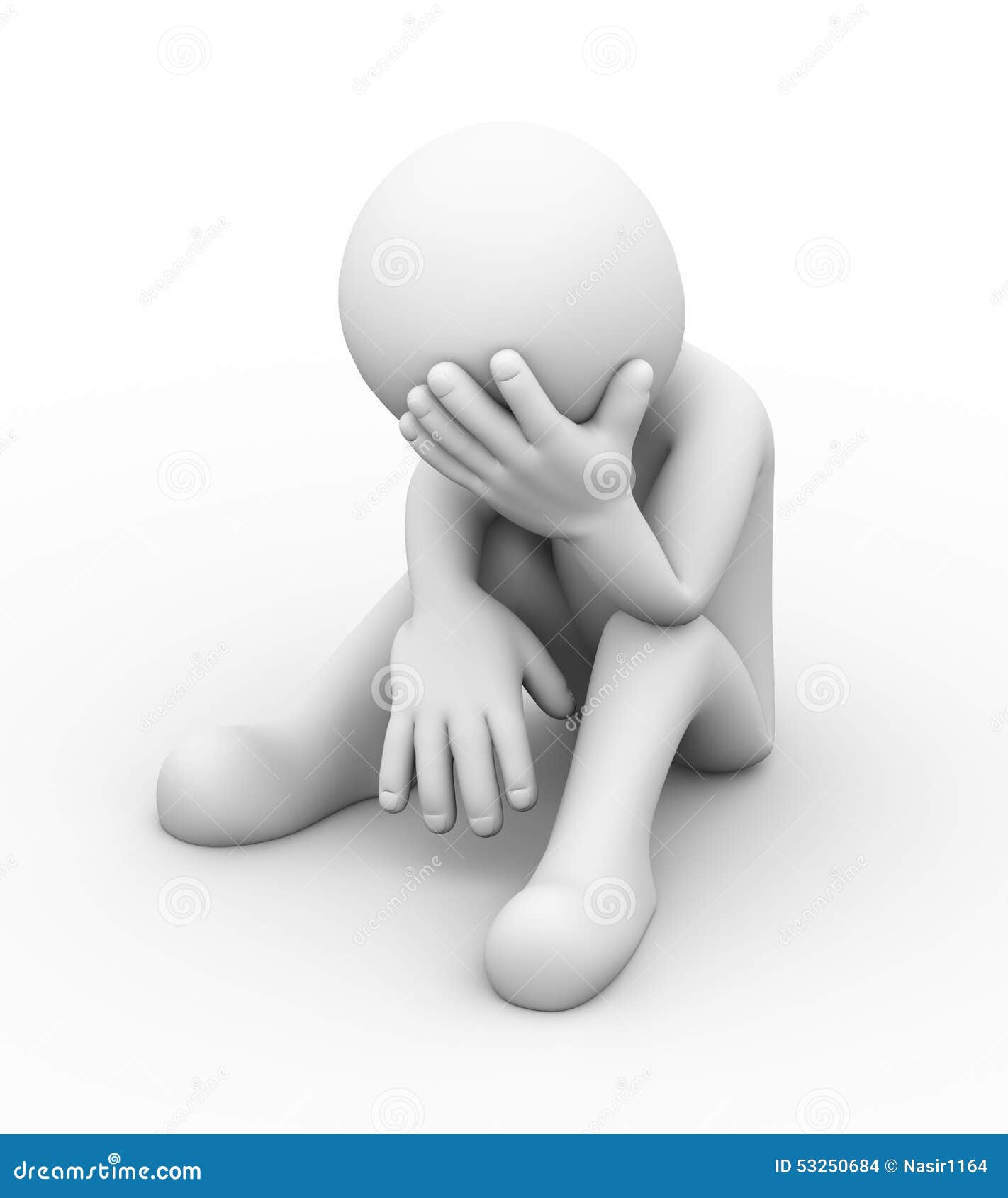 Deprimerad Ledsen Person 3d Stock Illustrationer - Illustration av ...