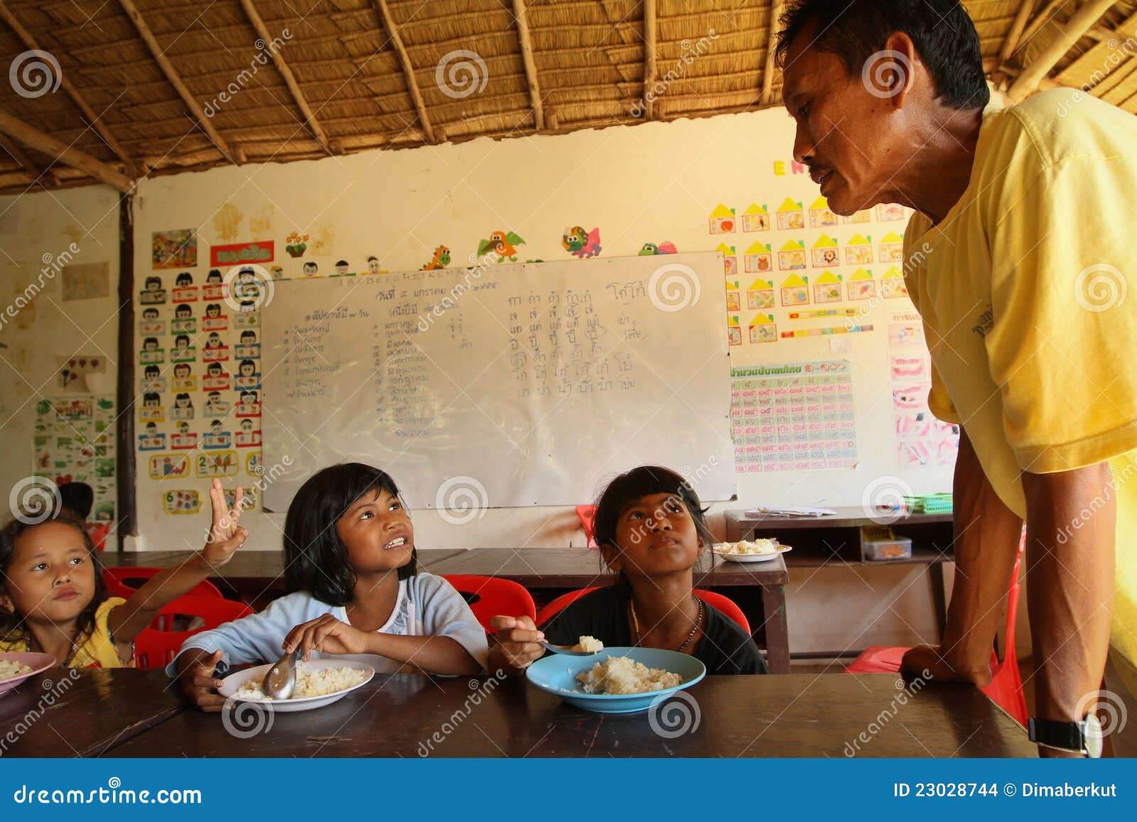 Deprived Children in the Classroom at Lunch Time Editorial Stock Image ...