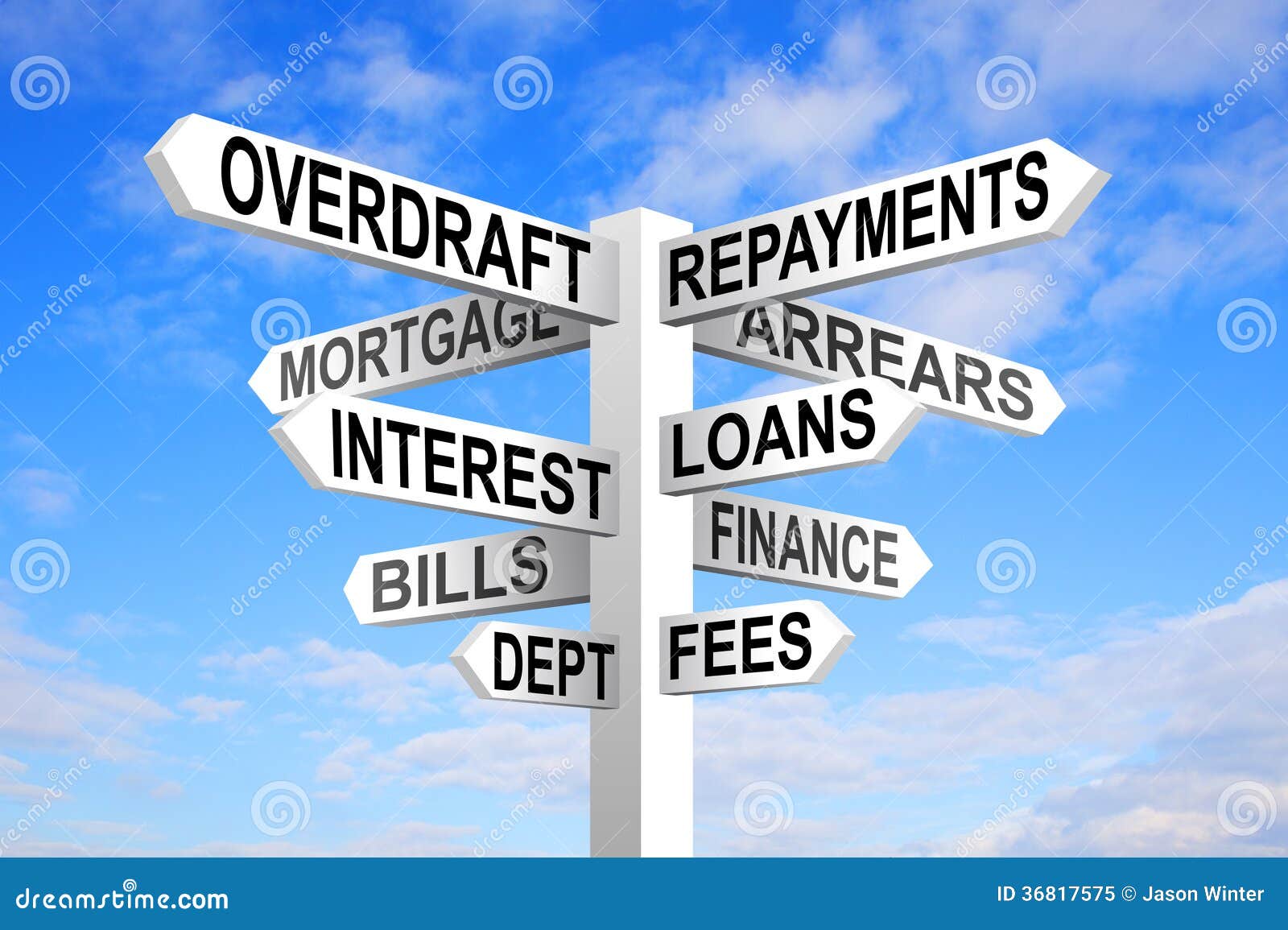 Dept Signpost stock image. Image of loan, street, overdraft - 36817575