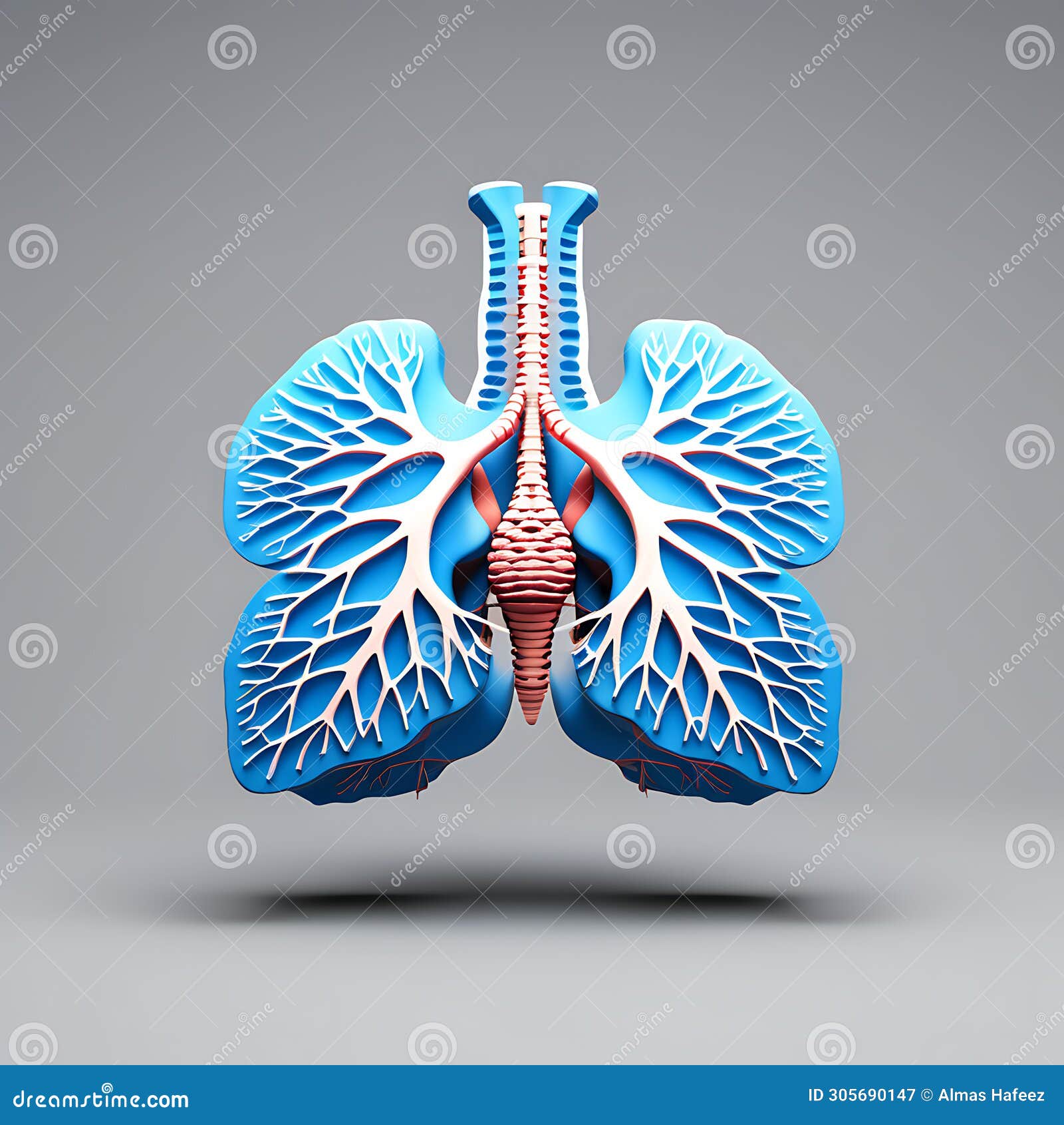 In-depth 3D Illustration: Isolated Human Respiratory Structure with ...