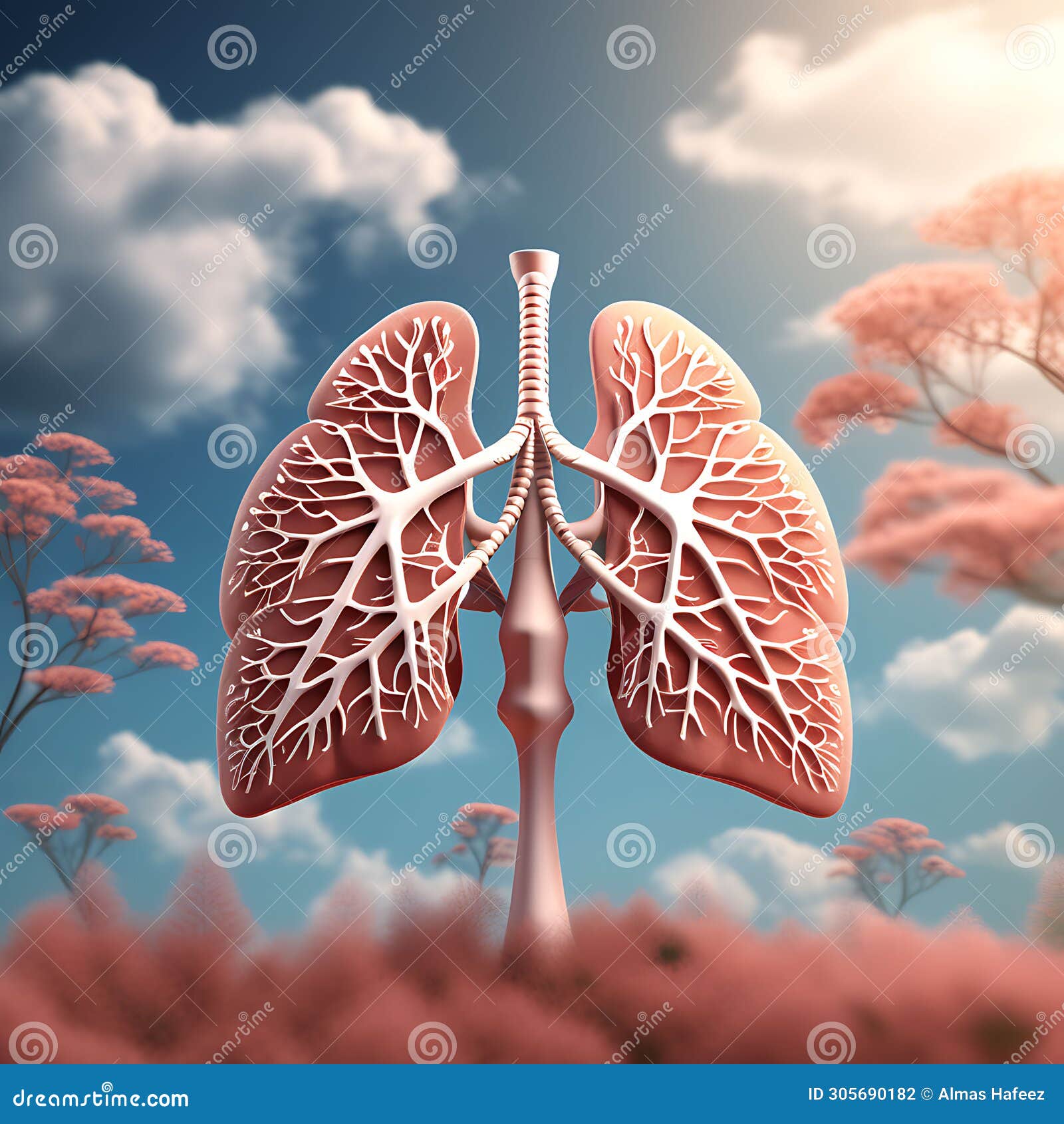 In-depth 3D Illustration: Isolated Human Respiratory Structure with ...