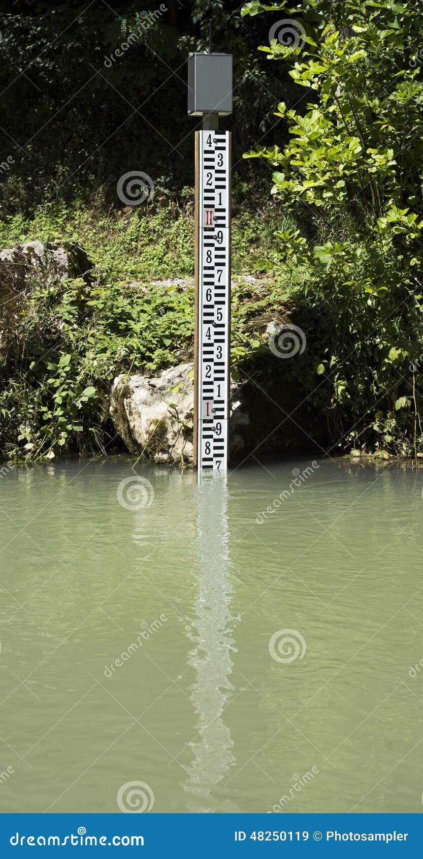 Depth Marker stock image. Image of lake, green, natural - 48250119