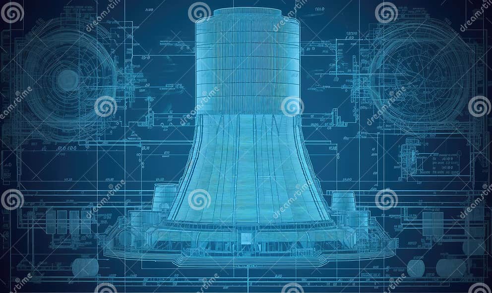 In-depth Technical Drawing of Nuclear Power Plant Displayed in an ...
