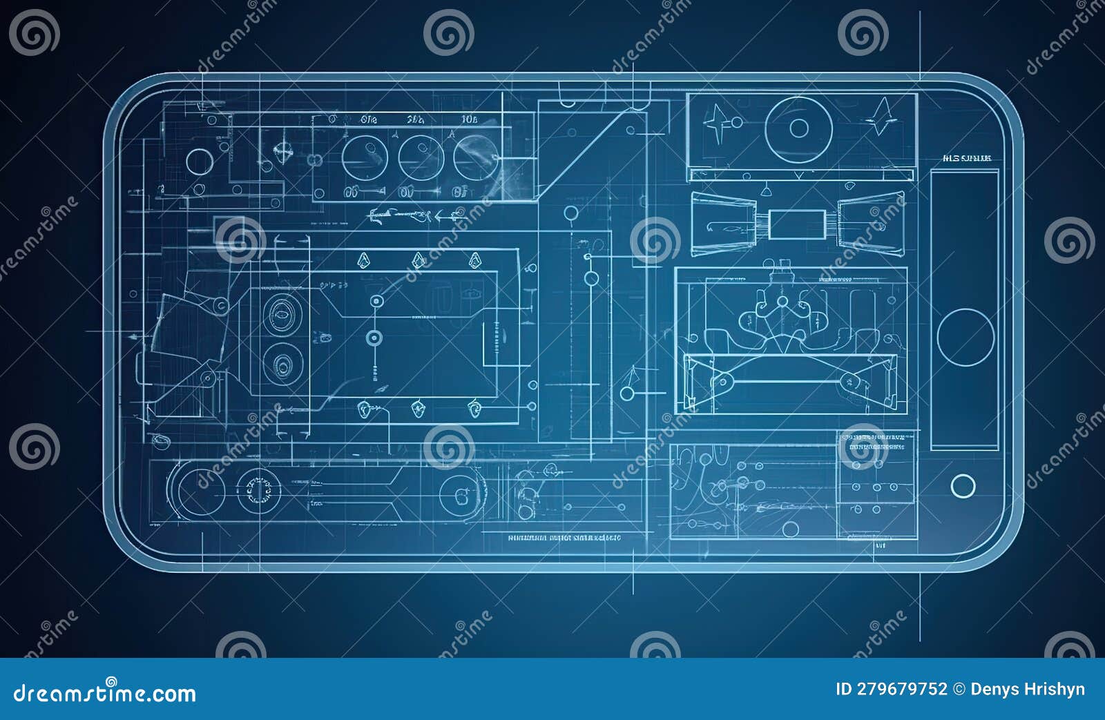 In-depth Technical Illustration of Phone S Components Displayed in a ...