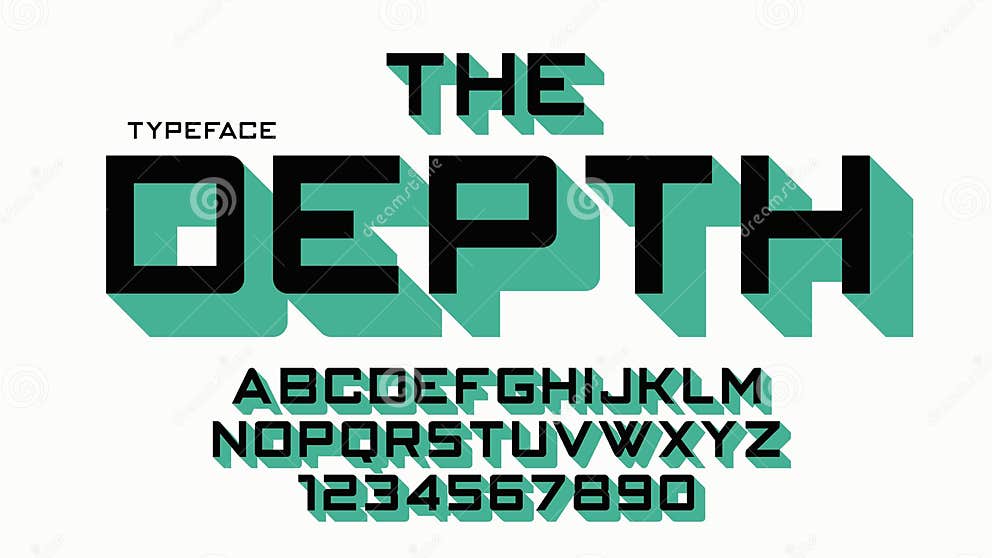 The Depth Vector Decorative Font Design, Alphabet, Typeface, Typ Stock ...