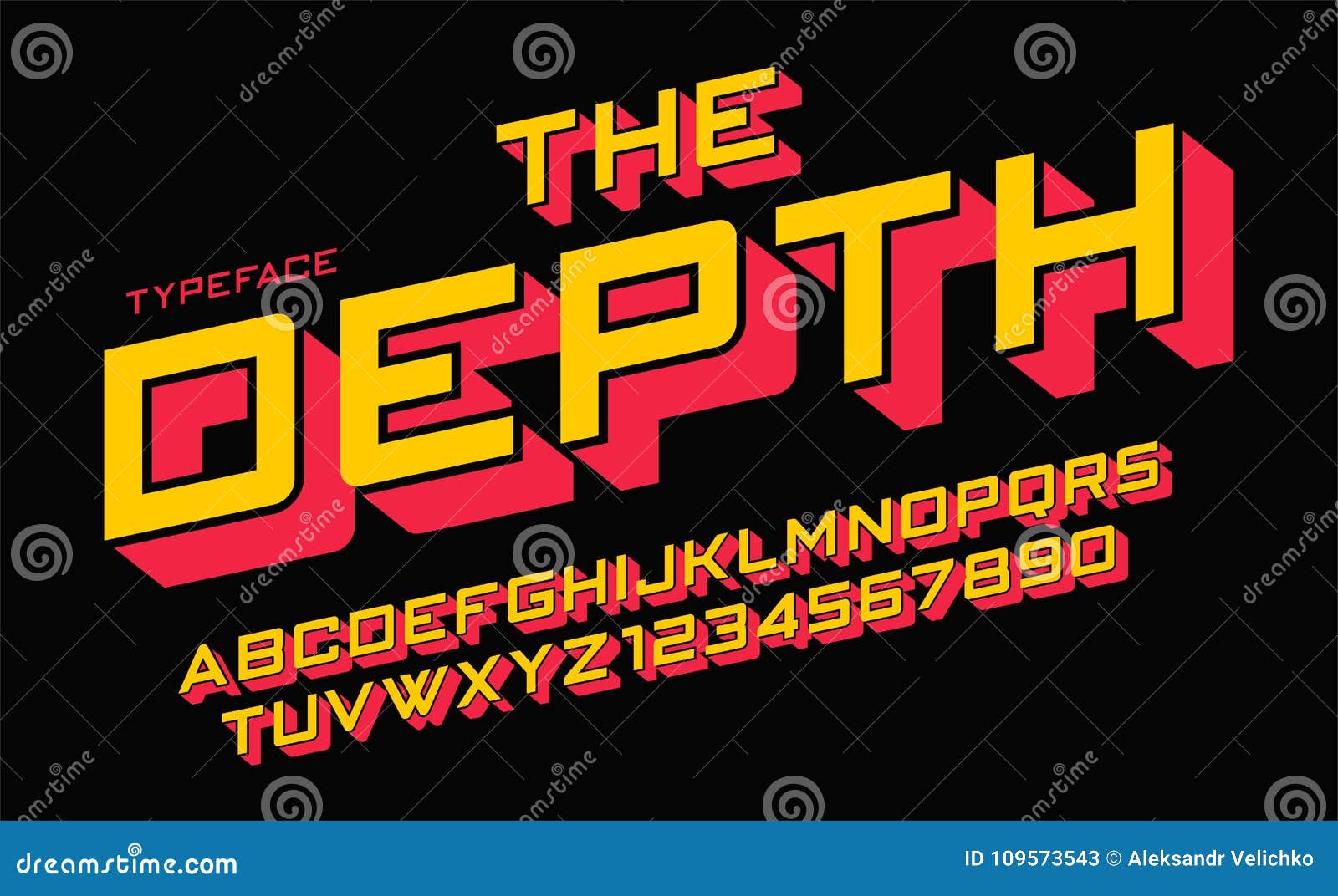 The Depth Vector Decorative Font Design, Alphabet, Typeface, Typ Stock ...