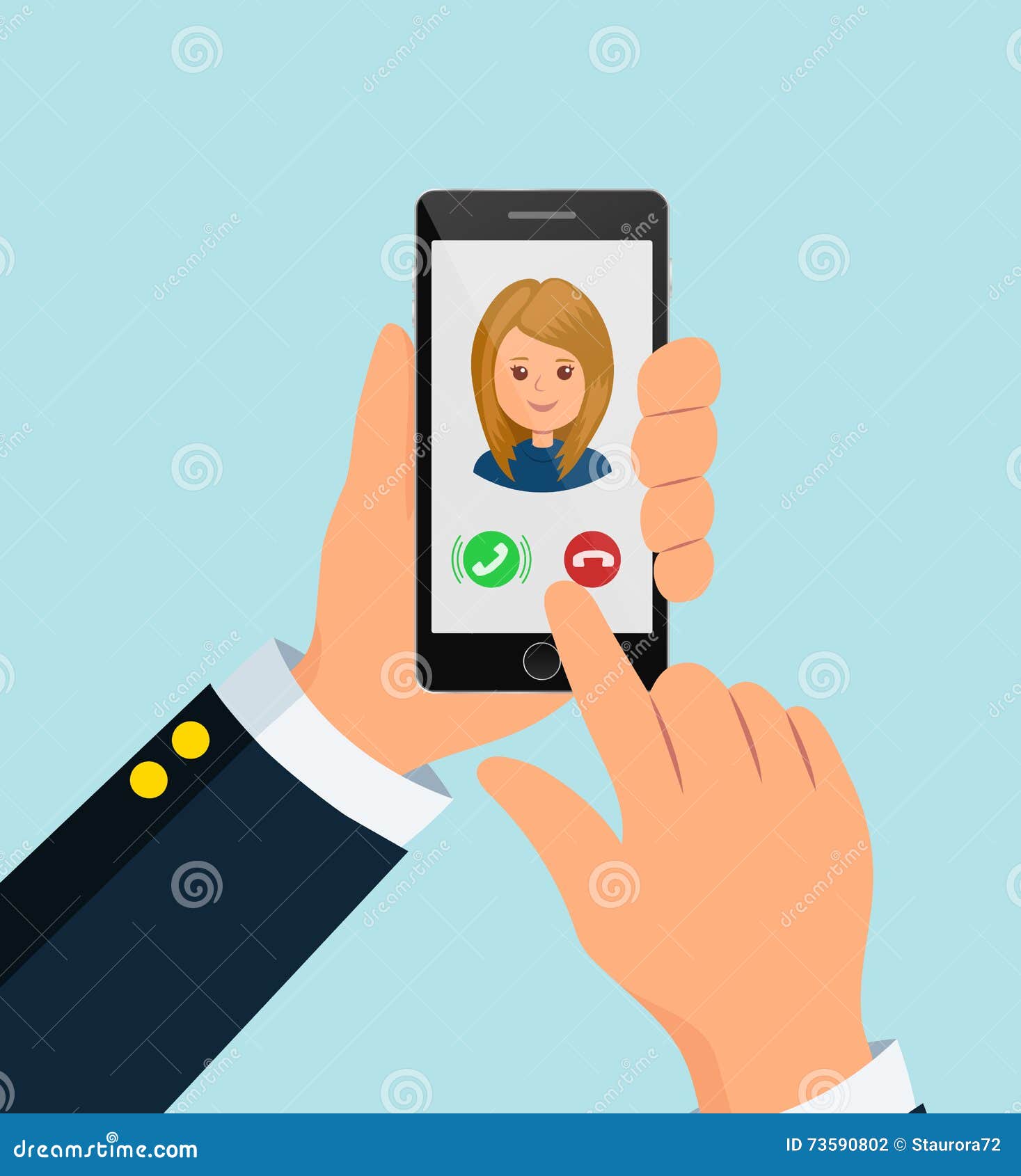 Der Benutzer Hält Den Smartphone Eingehender Anruf am Telefon Finger ... Der Benutzer Hält Den Smartphone Eingehender Anruf am Telefon Finger ...
