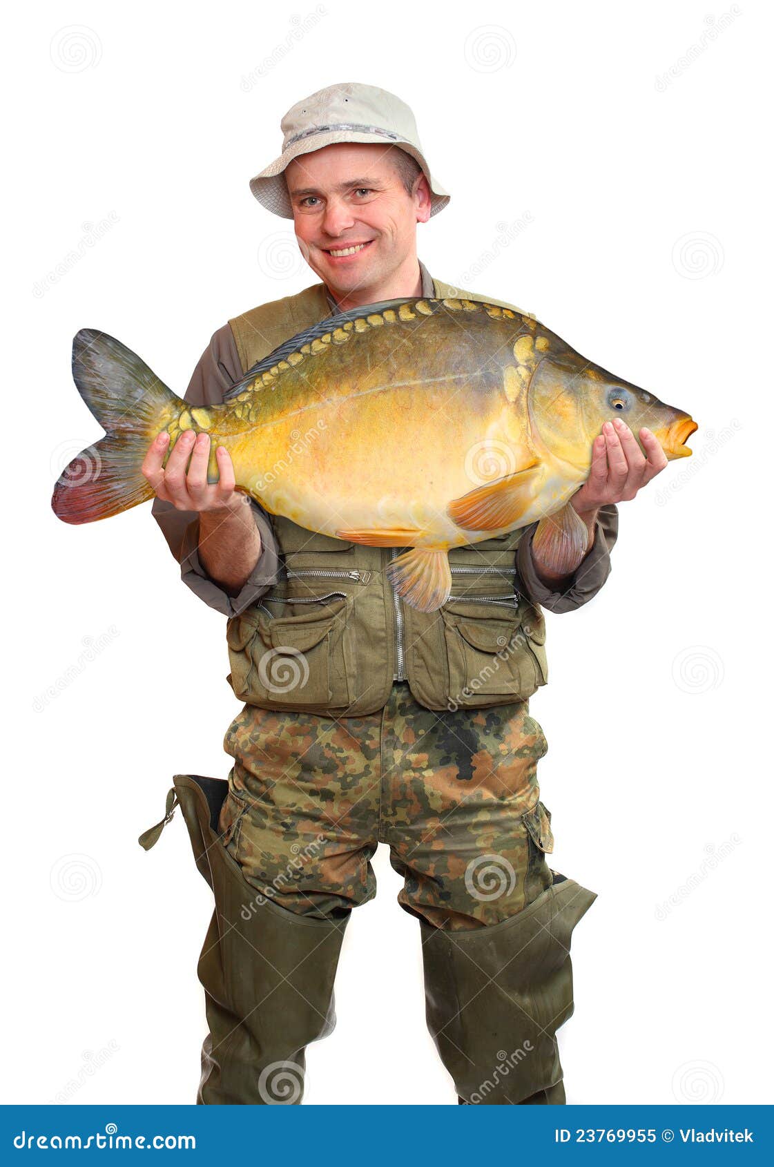 Der Fischer Mit Großen Fischen. Stockbild - Bild von aktiv, netz: 23769955