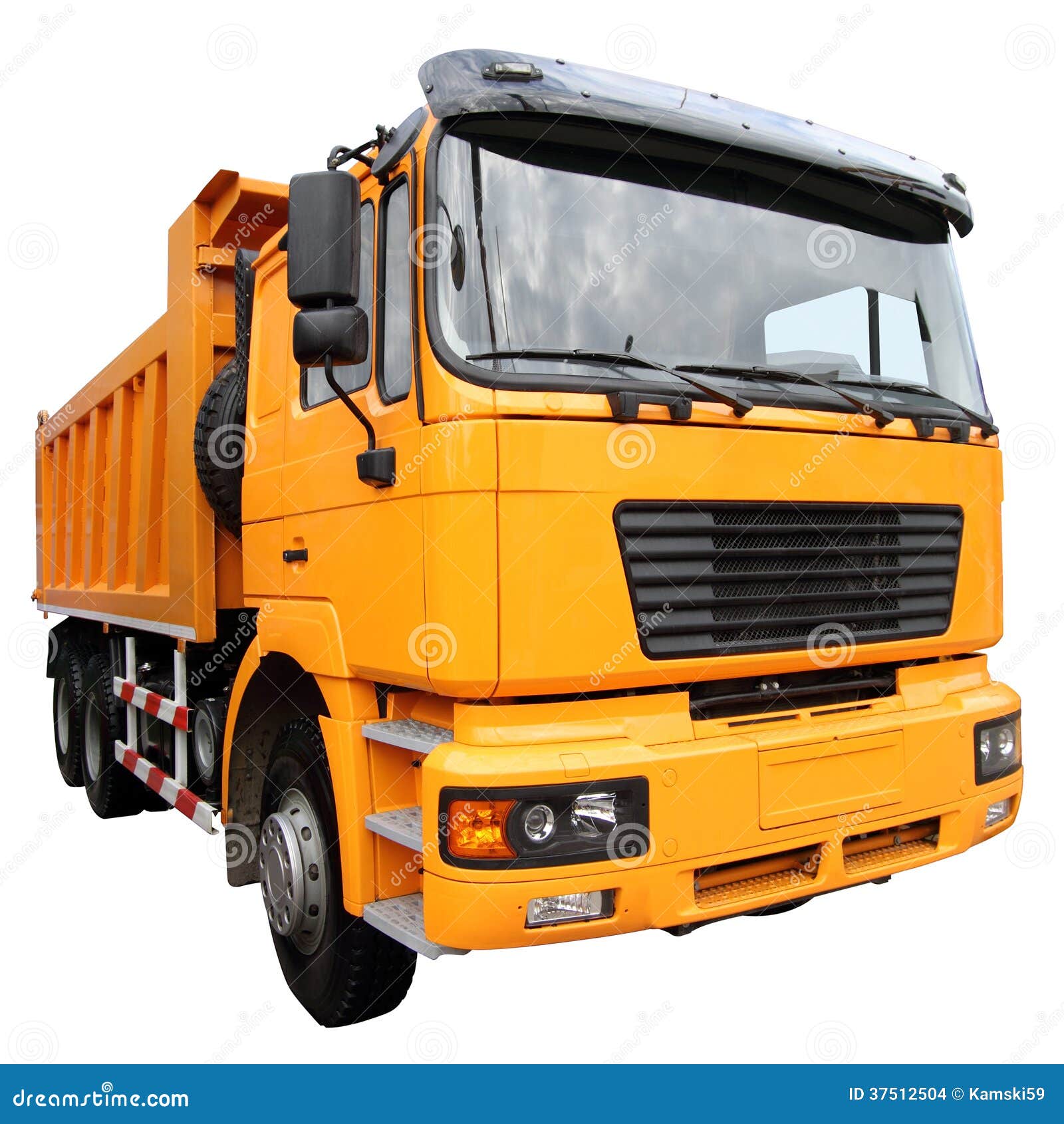 Der gelbe Lastwagen stockfoto. Bild von getrennt, ausfuhr - 37512504