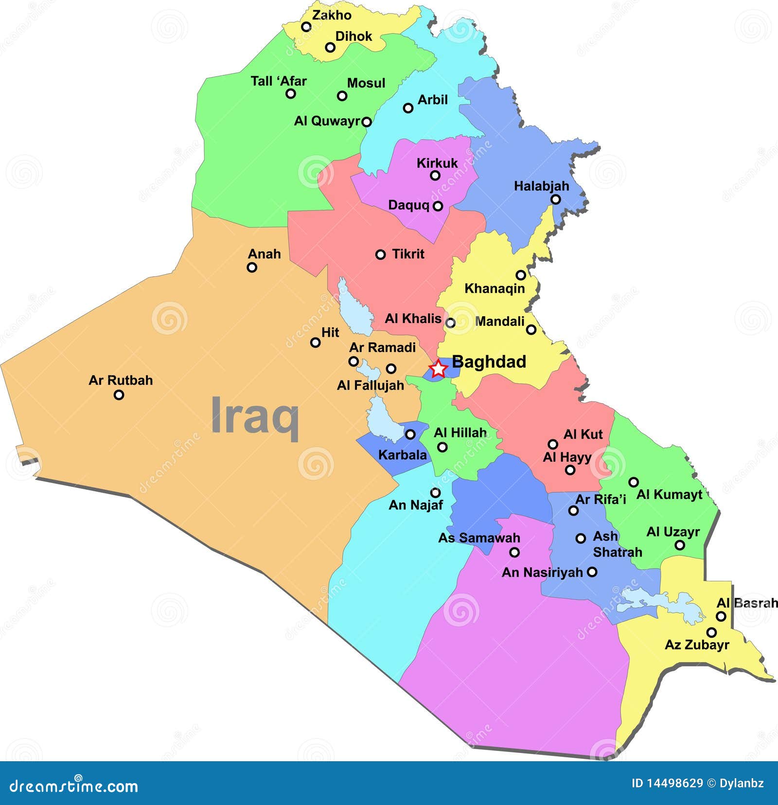 Der Irak-Karte vektor abbildung. Illustration von nation - 14498629