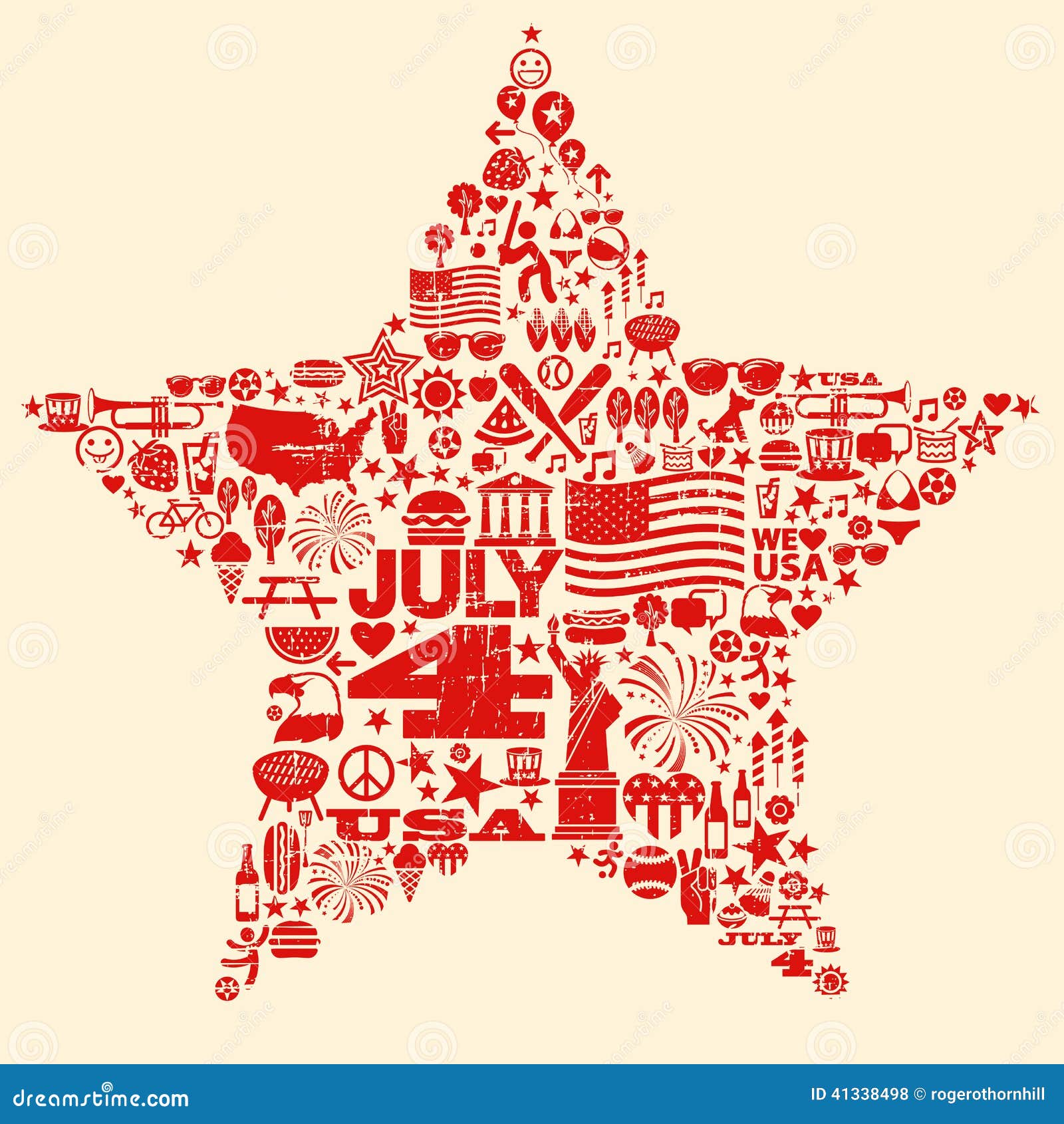 4. Der Juli-Ikonensymbol-Collagenillustration T-SH Vektor Abbildung ...