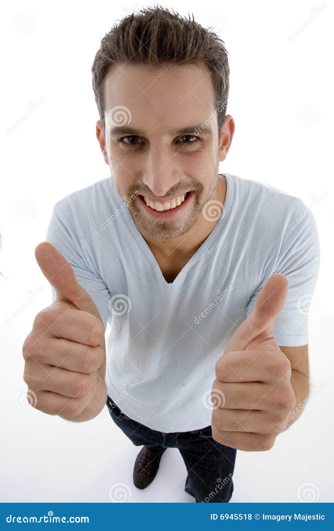 Der Junge Mann, Der Daumen Zeigt, Up Geste Stockfoto - Bild von jahre ...