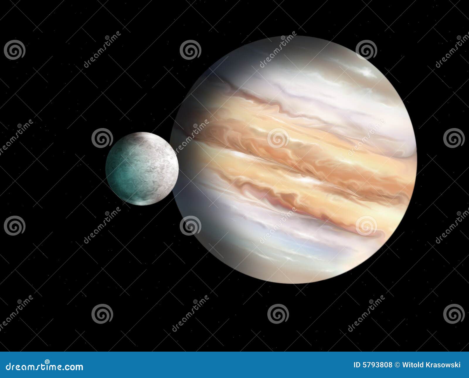 Der Jupiter und der Mond stock abbildung. Illustration von jupiter ...