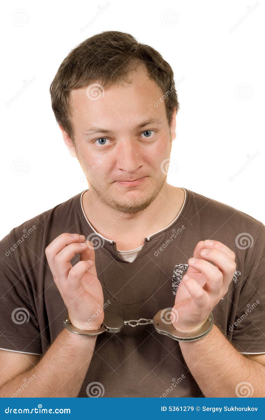 Der Kerl Geverkettet in Den Handschellen. Stockbild - Bild von ...