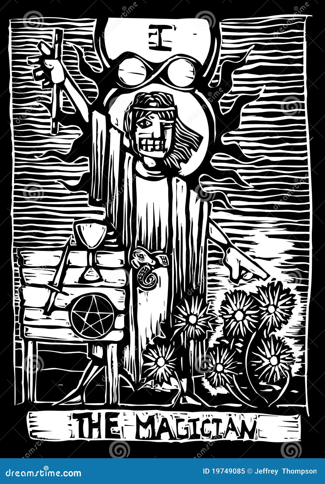 Der Magier vektor abbildung. Illustration von hexe, bann - 19749085