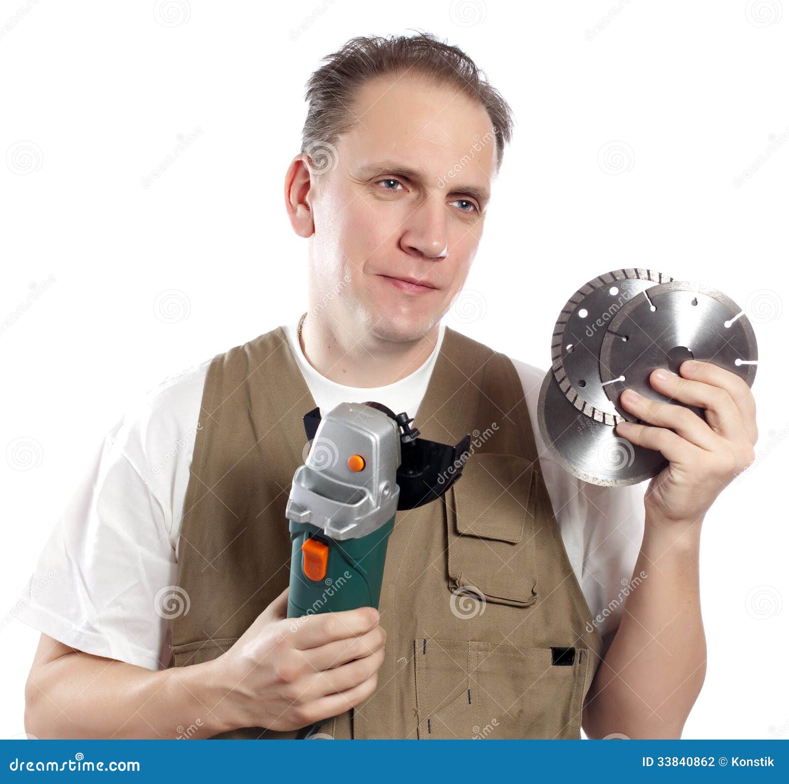 Der Mann und sah Scheiben stockfoto. Bild von leute, projekt - 33840862