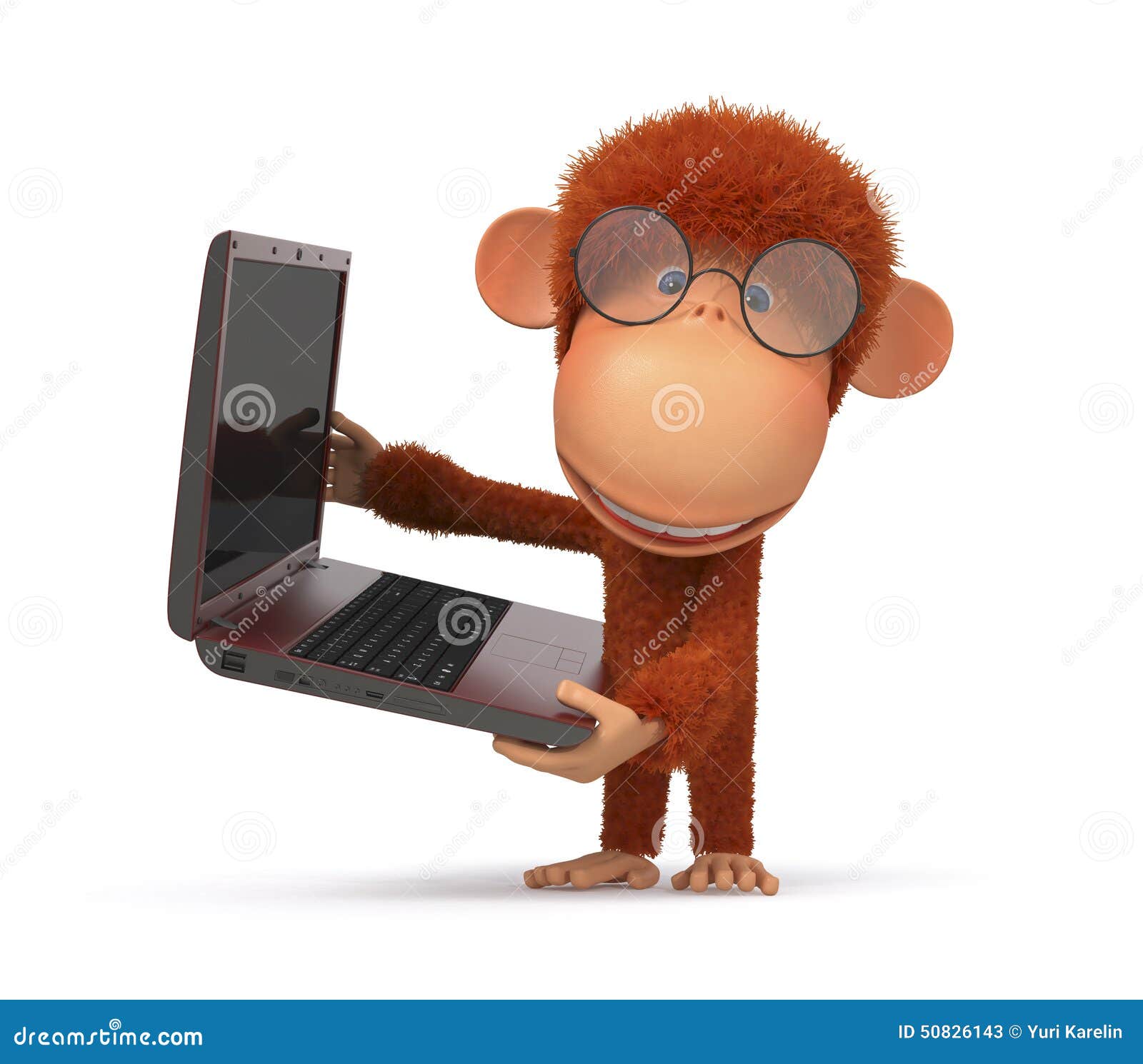 Der Rote Affe Mit Dem Laptop Stock Abbildung - Illustration von ...