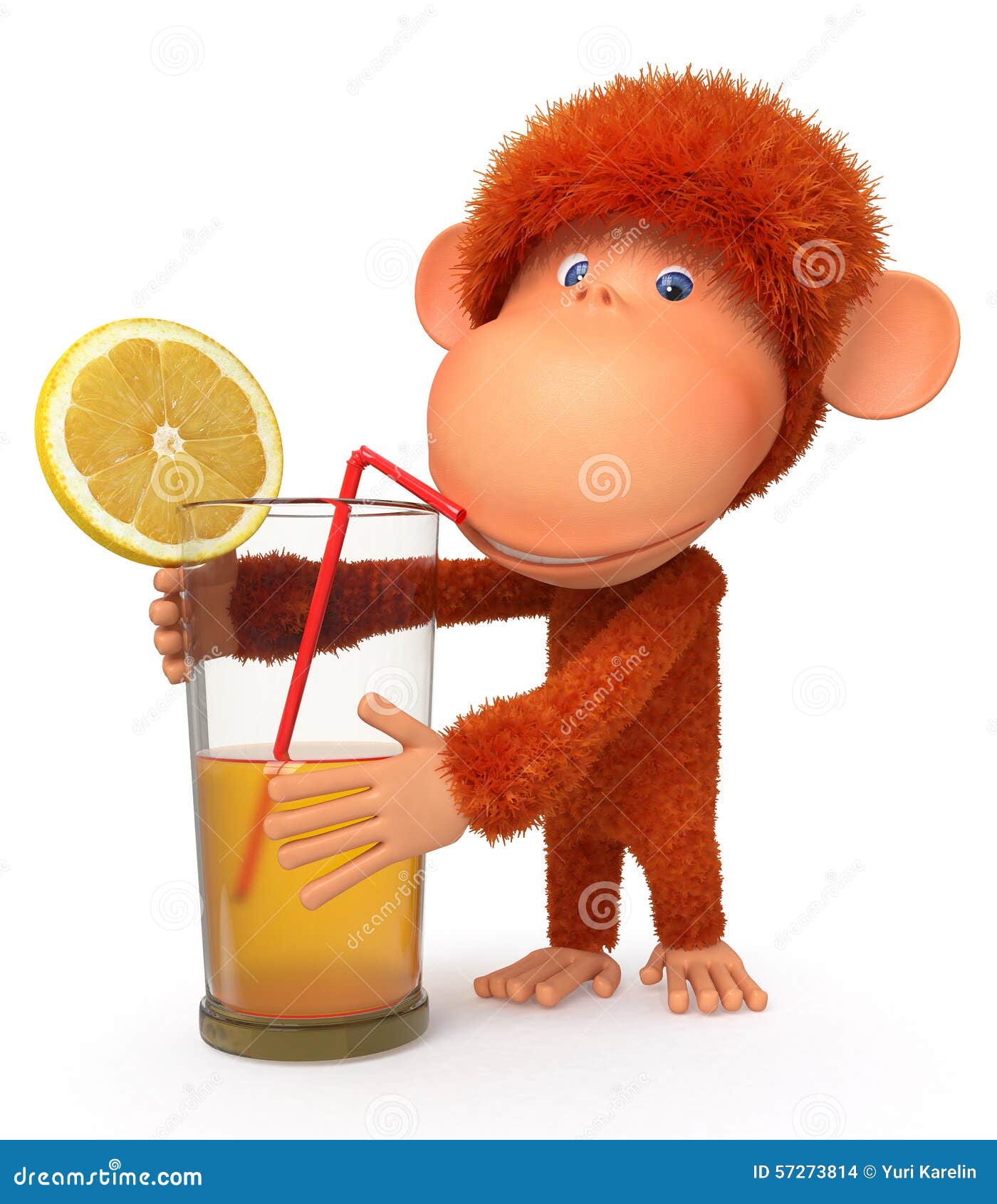 Der Rote Affe Mit Einem Cocktail Stock Abbildung - Illustration von ...