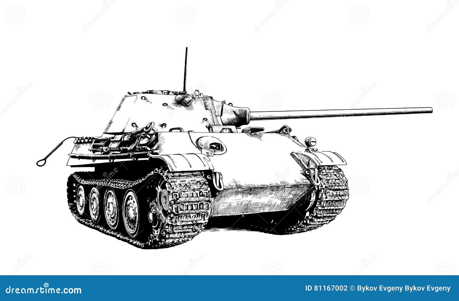 Der Schwere Panzer Wird Mit Tinte Gemalt Vektor Abbildung ...