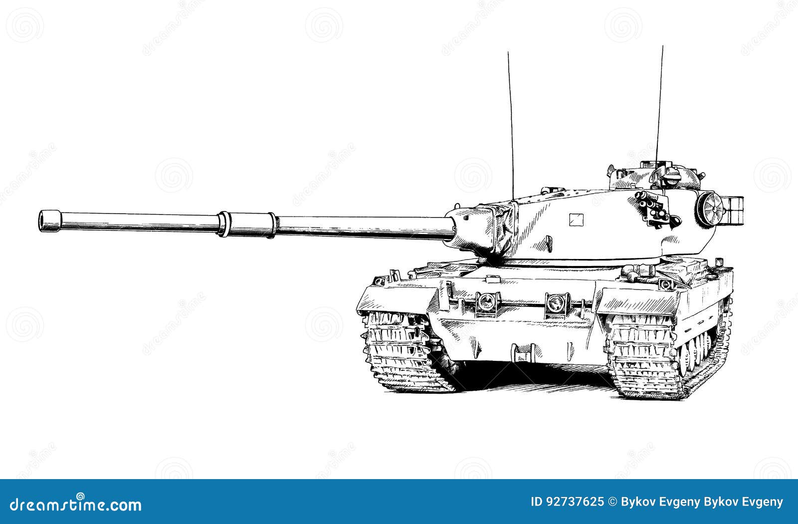 Der Schwere Panzer Wird Mit Tinte Gemalt Vektor Abbildung ...