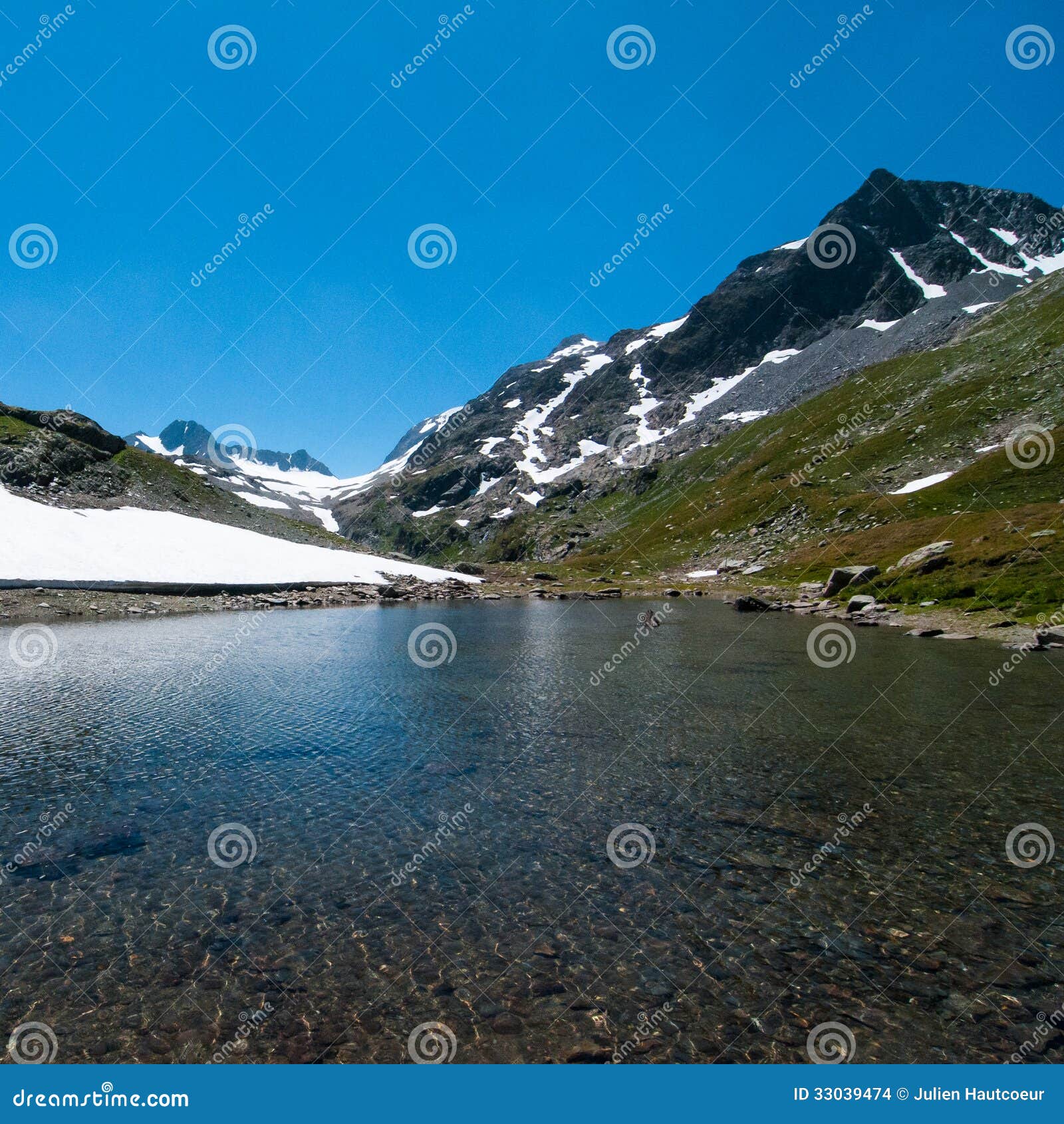 Der See in den Alpen stockfoto. Bild von himmel, schnee - 33039474