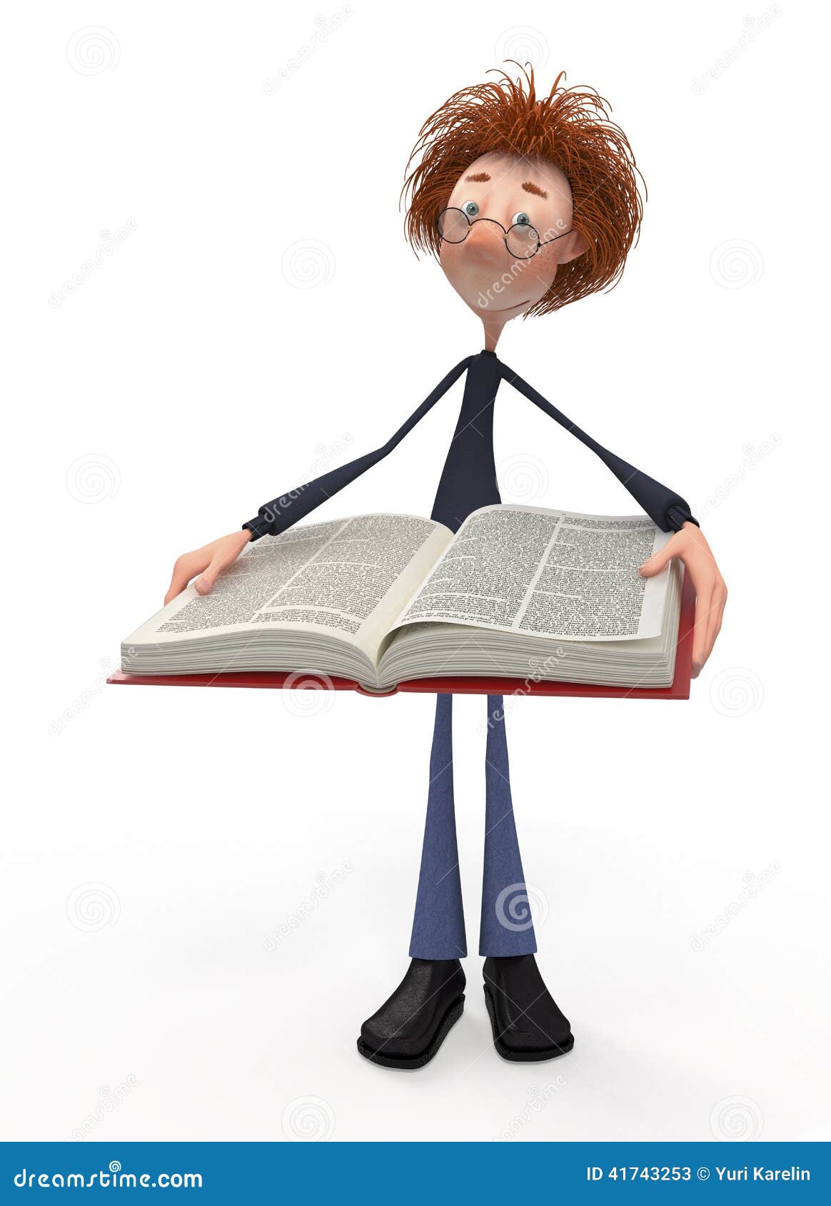 Der Student 3D Mit Dem Buch Stock Abbildung - Illustration von kühl ...