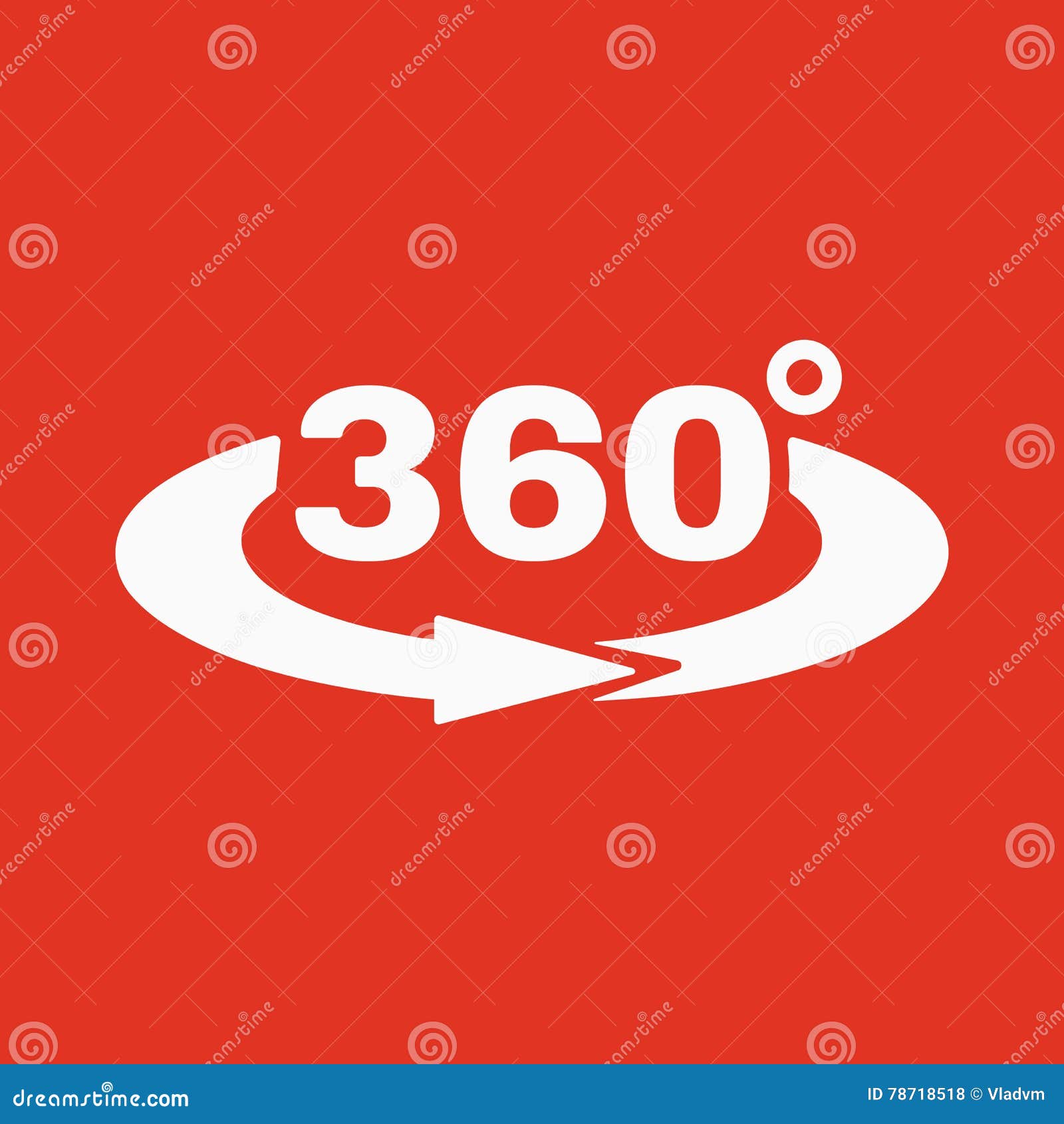 Der Winkel 360 Grad Ikone Rotationssymbol Flach Vektor Abbildung ...
