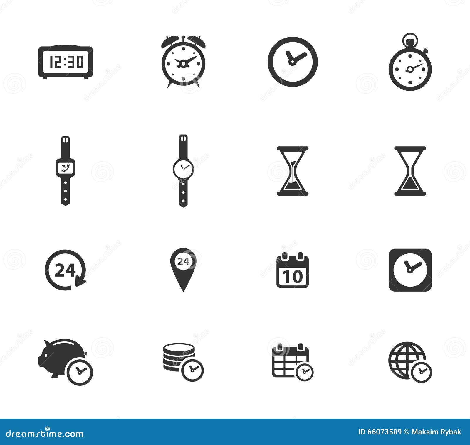 Der Zeit Ikonen einfach vektor abbildung. Illustration von piktogramm ...