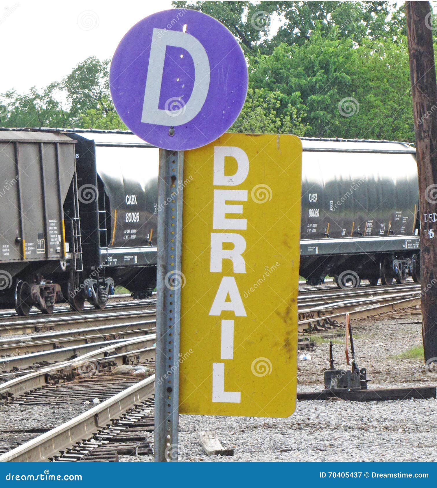 Derail railroad sign stock image. Image of derail, yellow - 70405437
