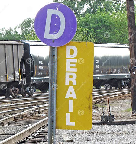 Derail railroad sign stock image. Image of derail, yellow - 70405437