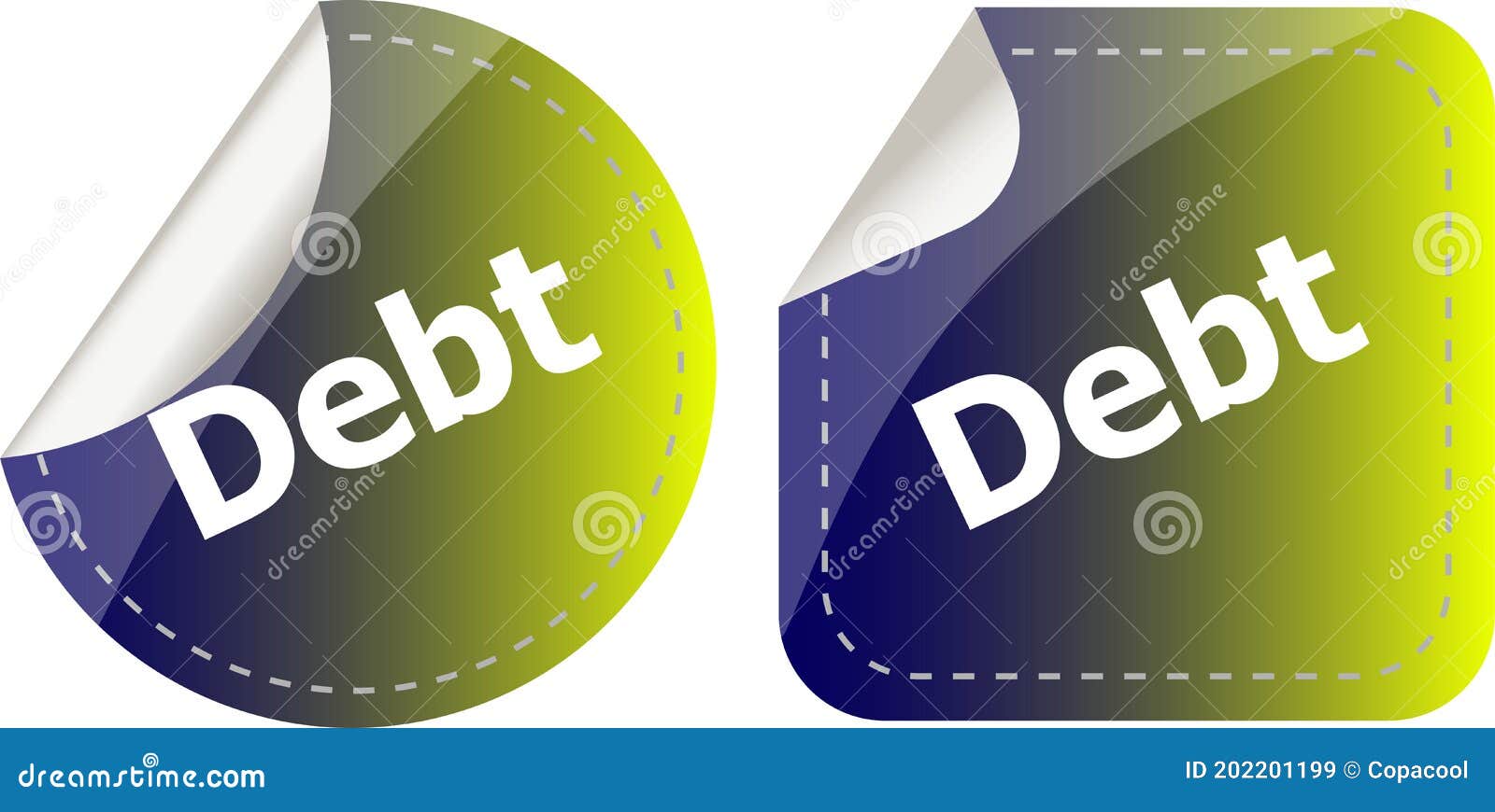 Debt Word on Stickers Button Set, Business Label Stock Illustration ...
