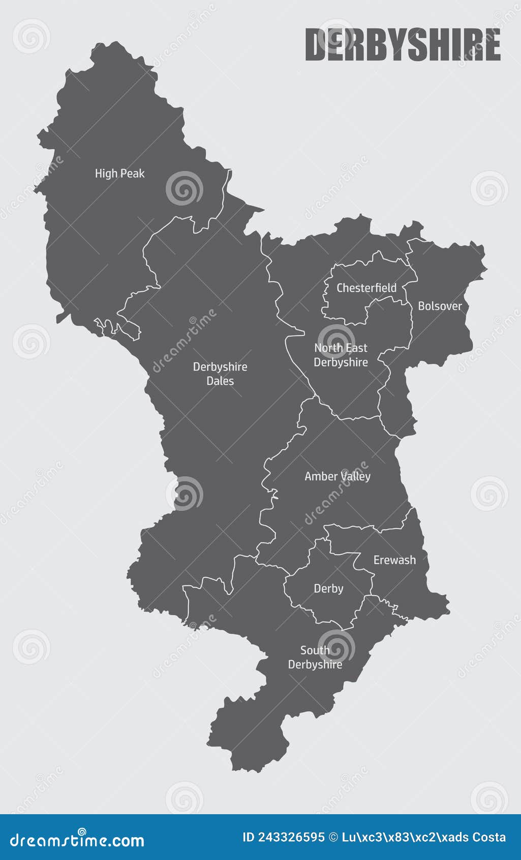 Derbyshire County Administrative Map Stock Vector - Illustration of ...