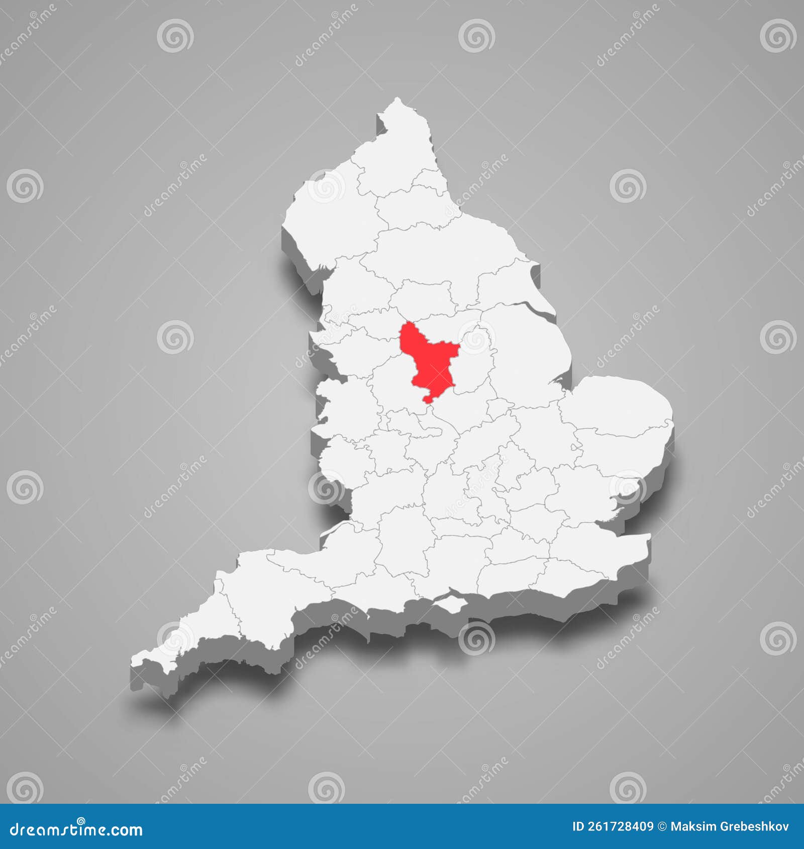 Derbyshire County Location within England 3d Map Stock Vector ...