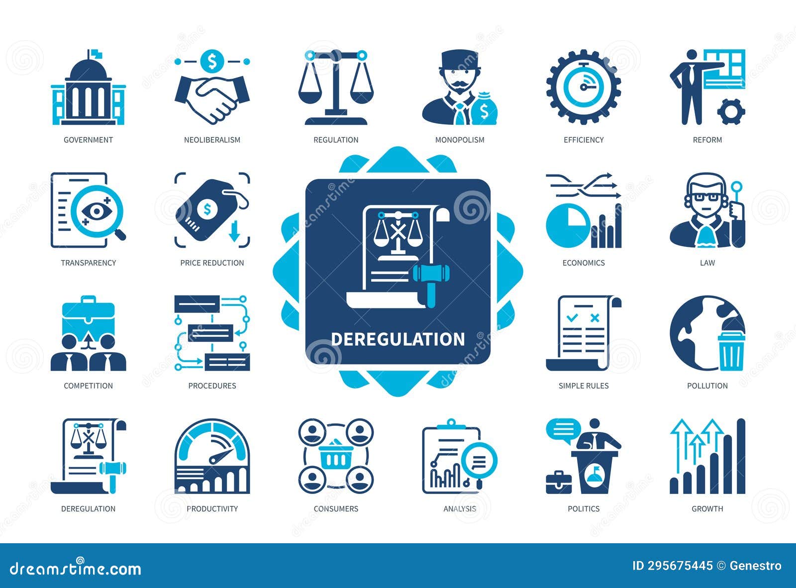 Deregulation Solid Icon Set Stock Vector - Illustration of government ...