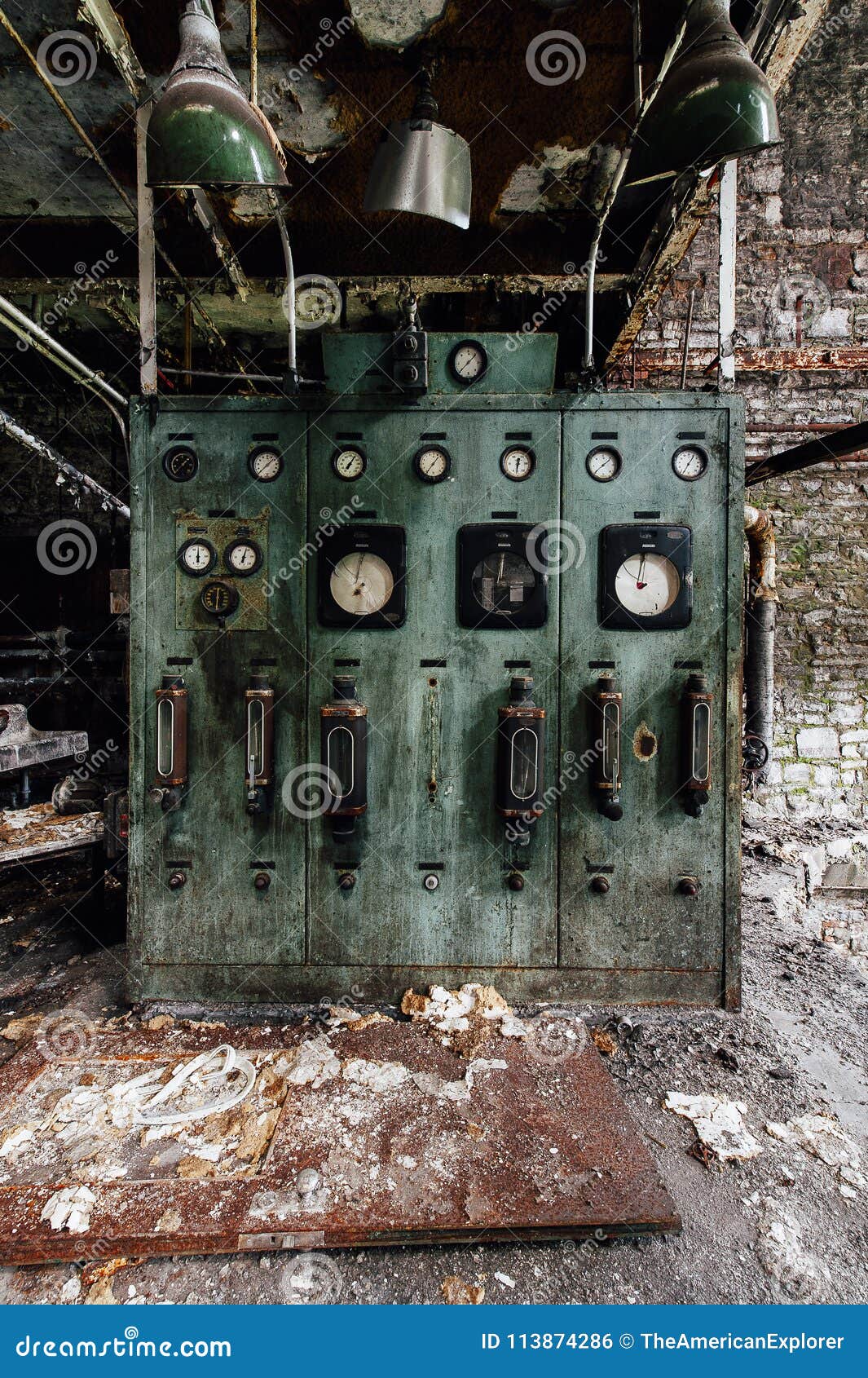 Derelict Control Panel - Abandoned Old Crow Distillery - Kentucky Stock ...